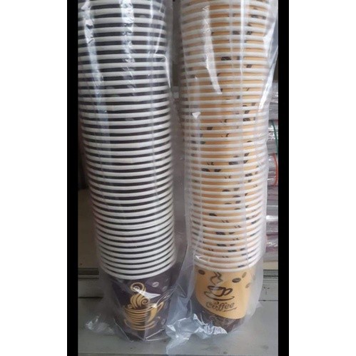 Jual Paper cup / gelas kertas kopi/ gelas kopi / Cup kertas 8 oz isi 50 pcs- Sembako Murah ...