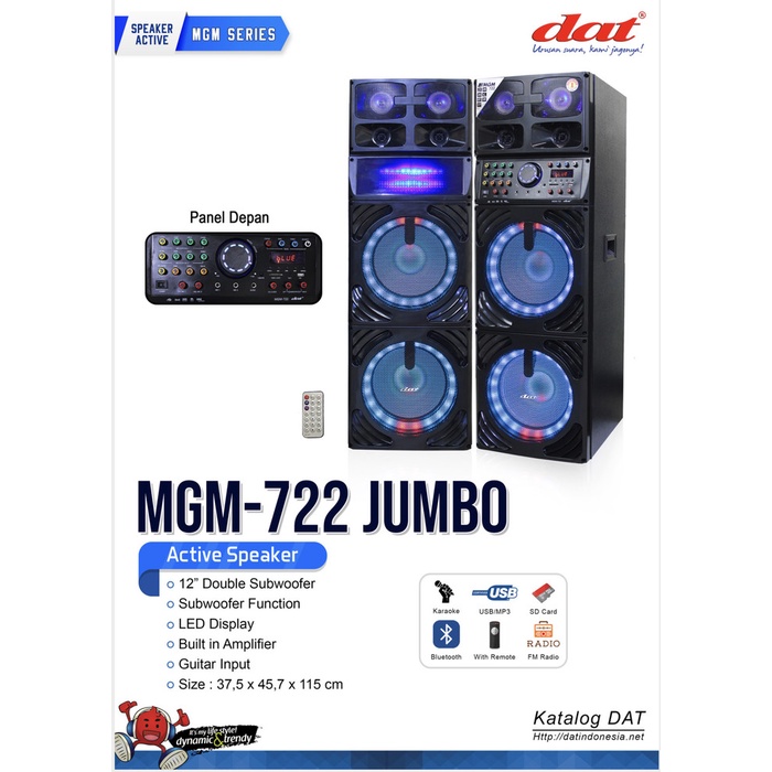 Jual Speaker Aktif DAT MGM 722 JUMBO 12 inci speker active double subwoofer | Shopee Indonesia