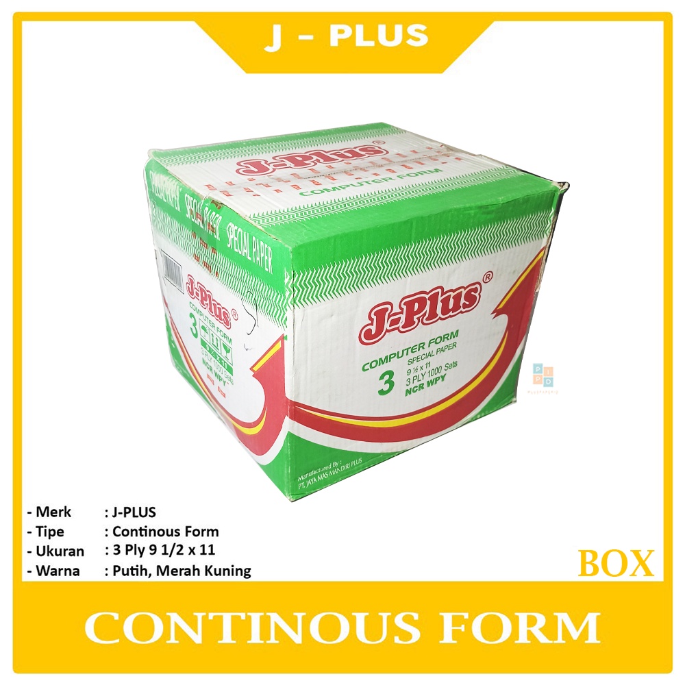 Jual J-PLUS - Continous Form 3 Ply 9 1/2 x 11 Ncr Kertas Komputer - Box ...