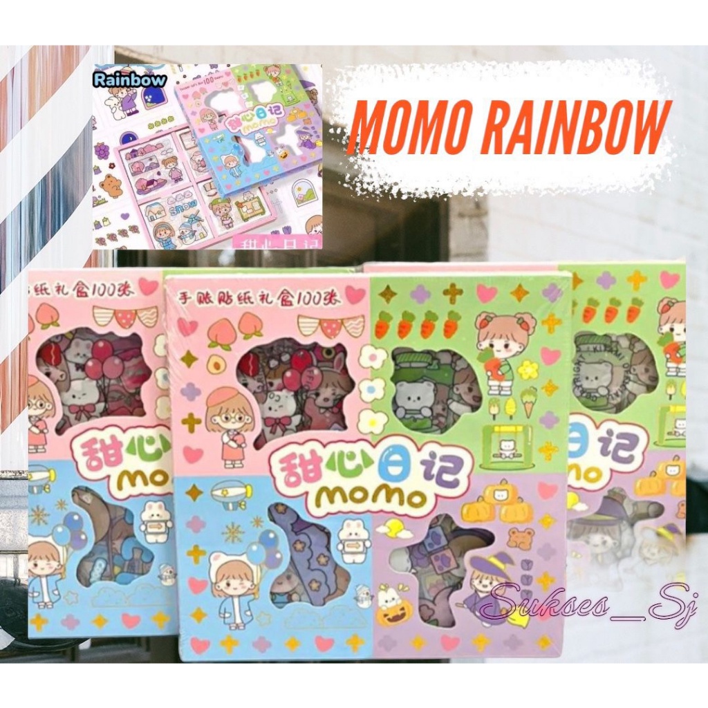 Jual Stiker Momo Mix Warna Stiker Momo Rainbow ( Isi 100PCS) 4 Warna ...