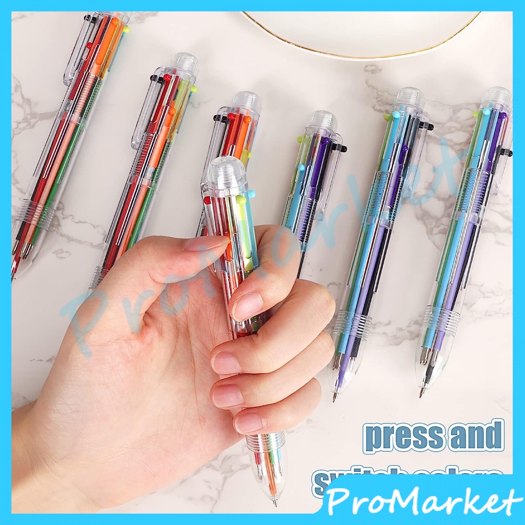 Jual PRO Pen Six-in-One Color Pulpen 6 Warna Transparan Pena Ballpont ...