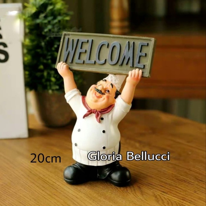Jual patung pajangan koki welcome chef selamat datang restoran cafe ...