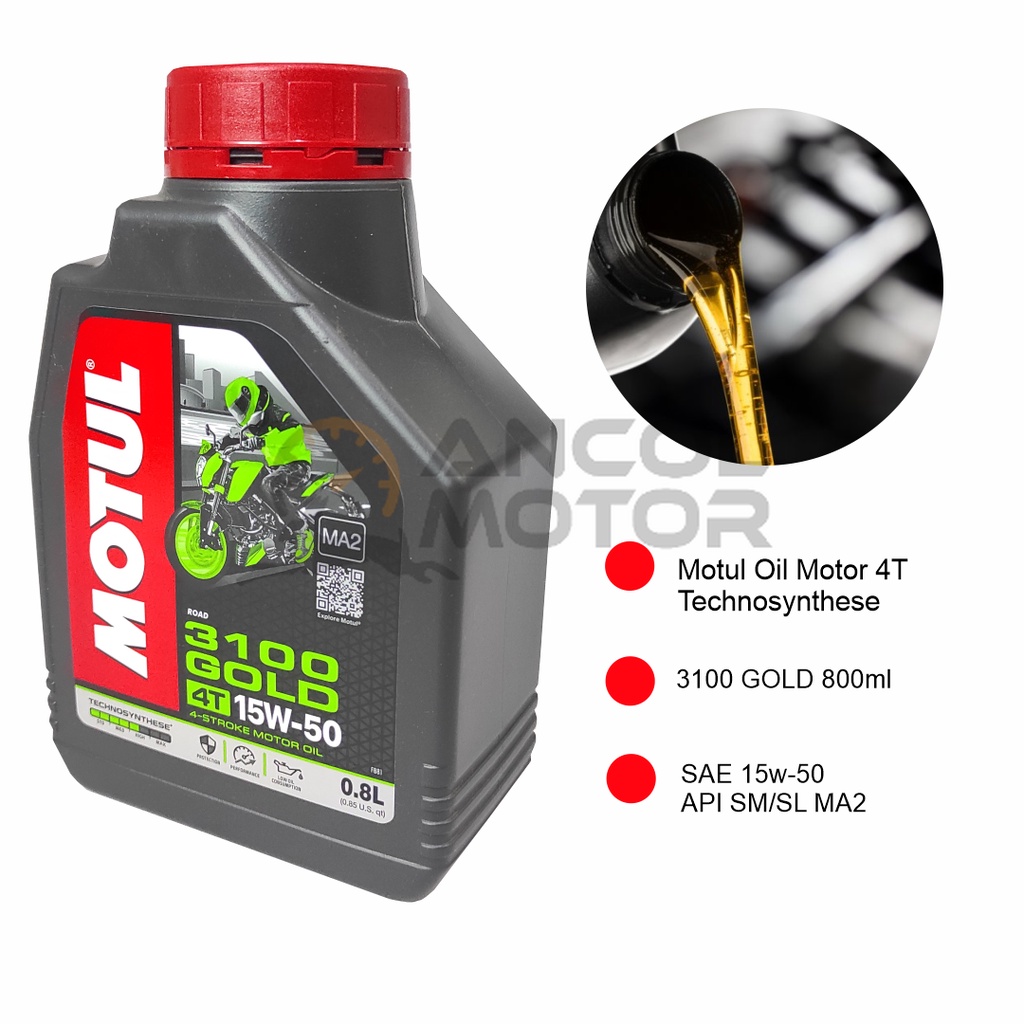 Jual Motul 3100 Gold 800ml 4T 15w50 10w40 Oli Motor Bebek 4 Tax 0.8 ...