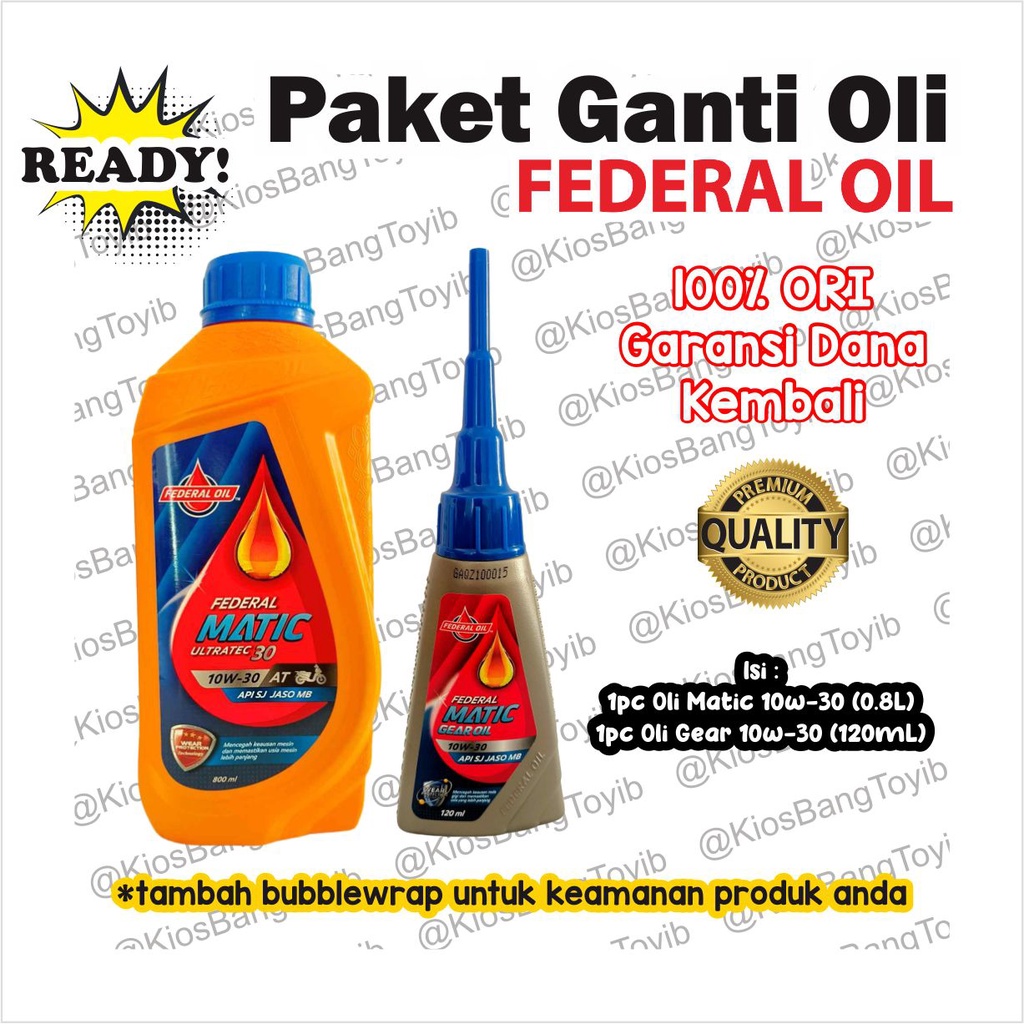 Jual Paket Ganti Oli Motor Matic FEDERAL OIL 10W30 800mL + Oli Gear ...