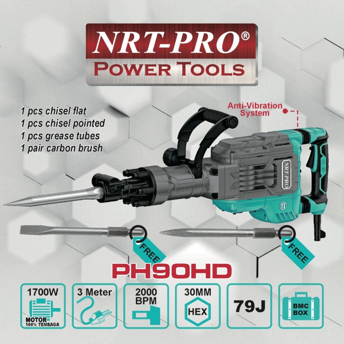 Jual NRT-PRO PH 90 HD Bor Bobok Beton Tembok Demolition Jack Hammer ...