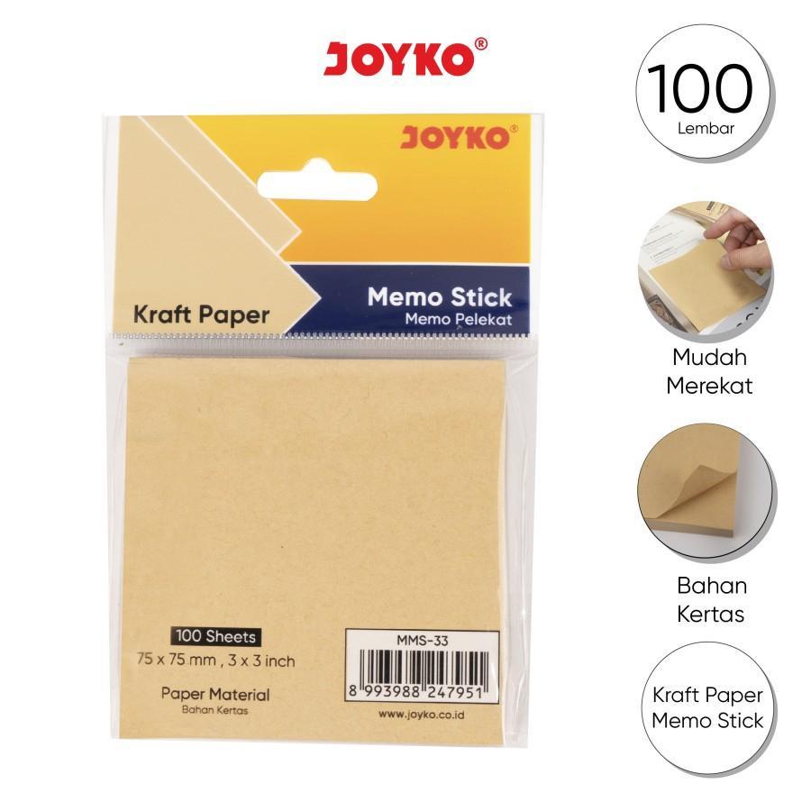 Jual JOYKO Memo Stick Kraft Paper Sticky Note Kertas MMS-33 Memo Tempel ...