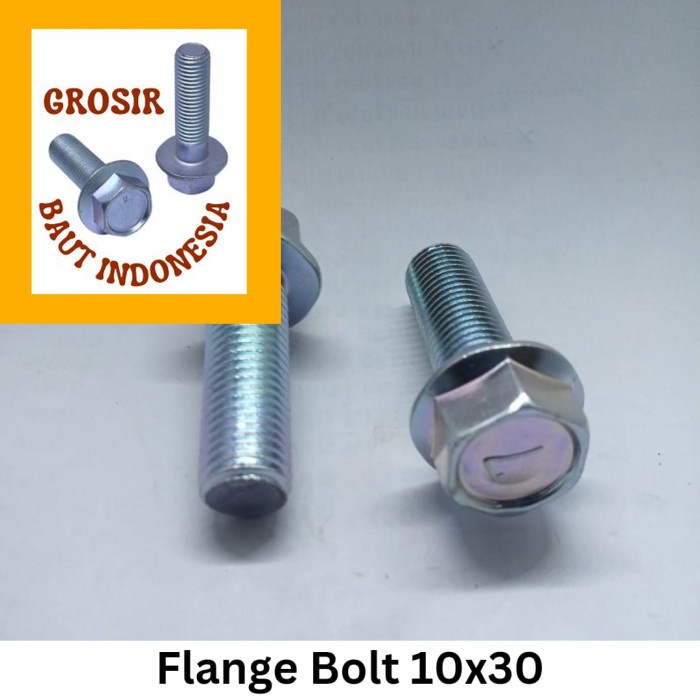 Jual Flange bolt M 10x30 / baut flange 10x30 (paket 5pcs) | Shopee ...