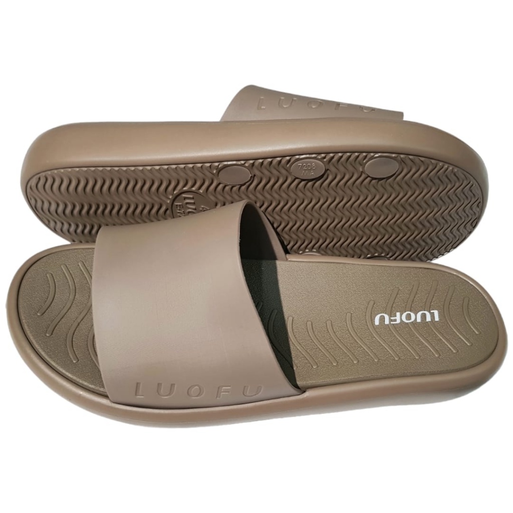 Jual Luofu Sandal Selop Karet Pria Empuk Polos Ringan E7208M-5WP (AR-6)(FreeOngkir&COD) | Shopee ...