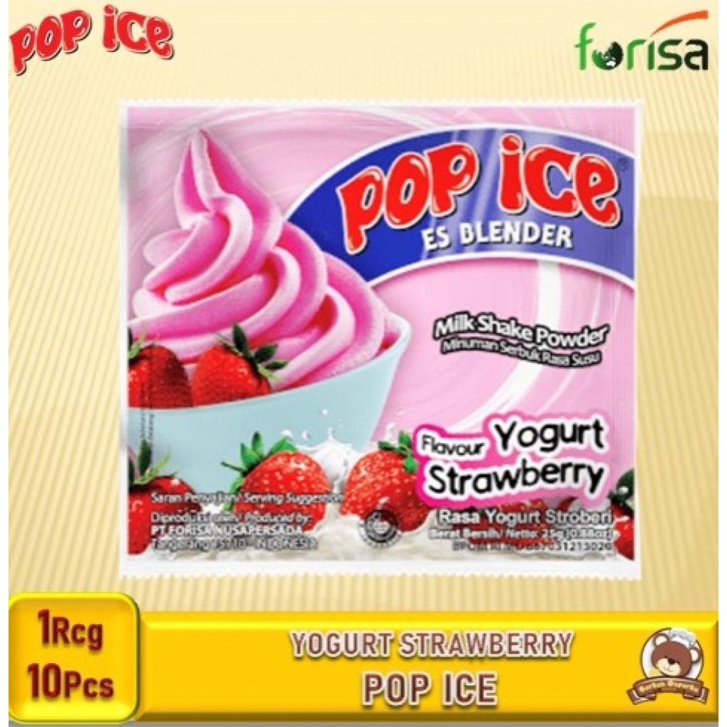 Jual Pop Ice Rasa Yoghurt Strawberry Minuman Ice Blender 25g - 1 ...