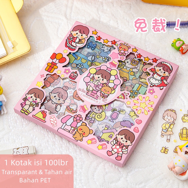Jual Stiker Motif Kartun Korea Lucu Anti Air 1 box 100lbr /Dekorasi ...