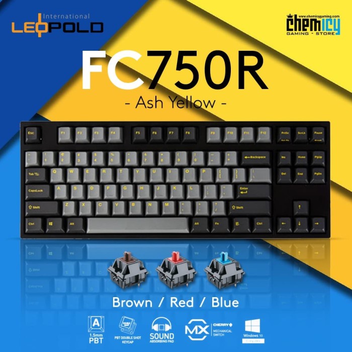 Jual Leopold FC750R Ash Yellow Mechanical Gaming Keyboard - Biru ...
