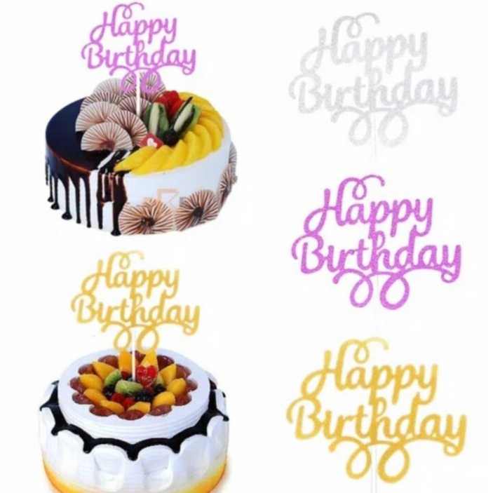 Jual Topper Cake Tusuk Happy Birthday Kue Ultah / Topper Acliric Happy ...