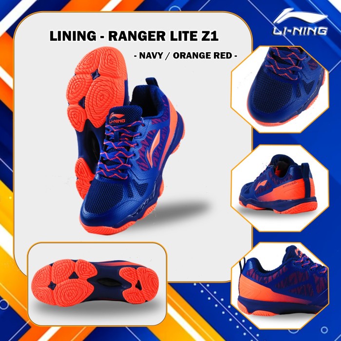 Jual SEPATU BADMINTON SHOES LINING RANGER LITE Z1 NAVY ORANGE ORIGINAL ...