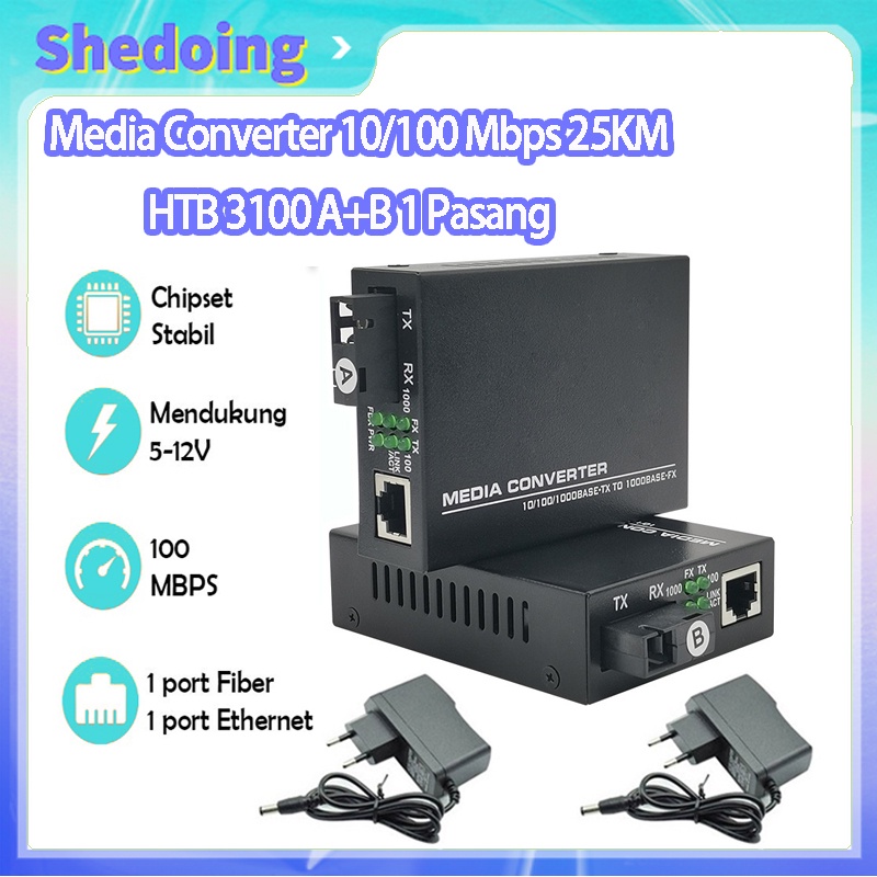 Jual Jual HTB3100 AB Media Converter Fiber Optic Netlink HTB-3100 10 ...