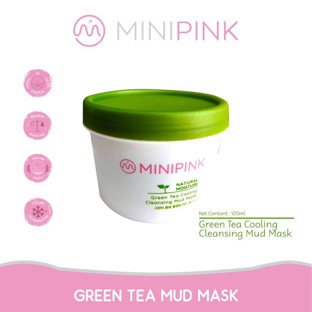 Jual MINIPINK Green Tea Cooling Cleansing Mud Mask BPOM Clay Mask ...