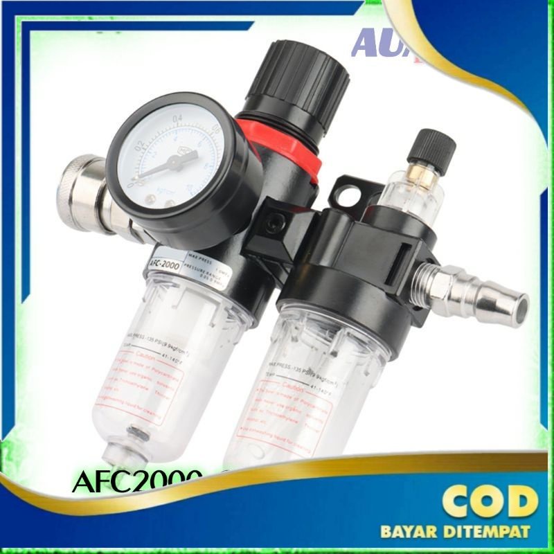 Jual Air filter regulator kompresor Plus Coupler 1/4 Double Tabung ...