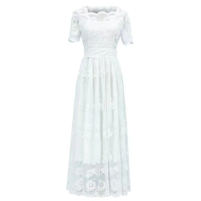 Jual FAN 2024 Gaun putih renda gaya Korea yang baru/dress pantai/dress ...