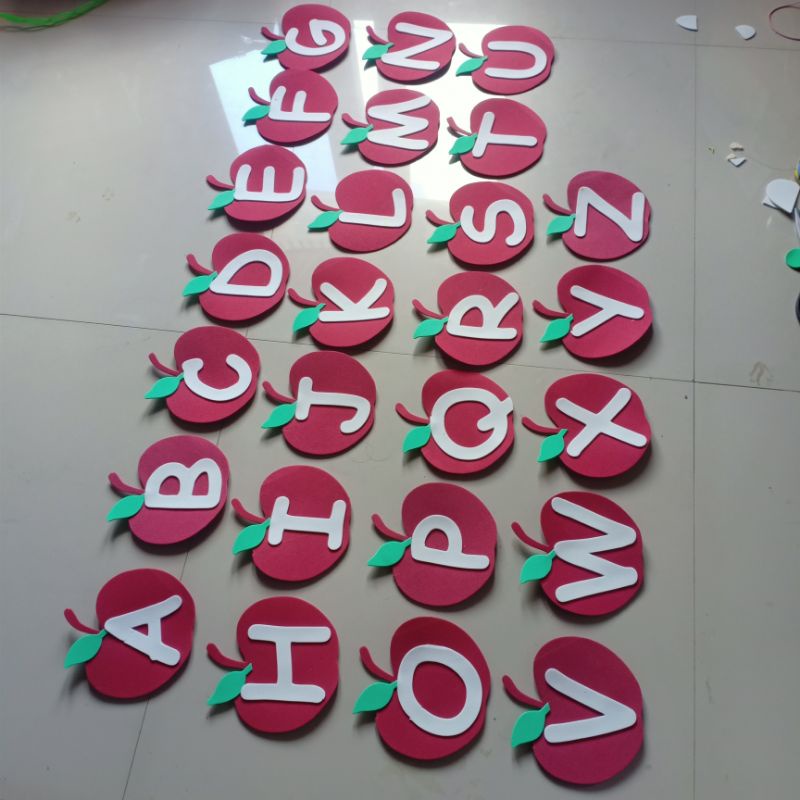 Jual Hiasan Dinding Abjad A-Z Buah APEL (26 Huruf) Dekorasi Kelas Paud ...