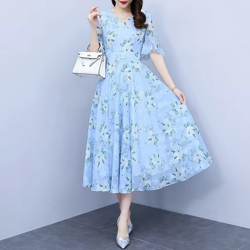 Jual FANMU 2023 Versi Korea Baru dari Chiffon Short -Gaun Lengan/Rok ...