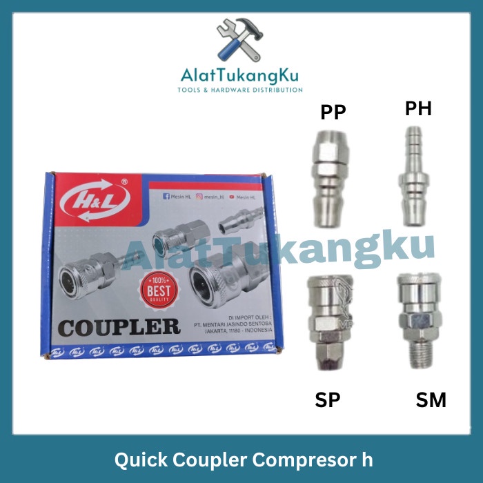 Jual Coupler Compresor Sambungan Selang Angin Adapter Plug Kompresor HL ...