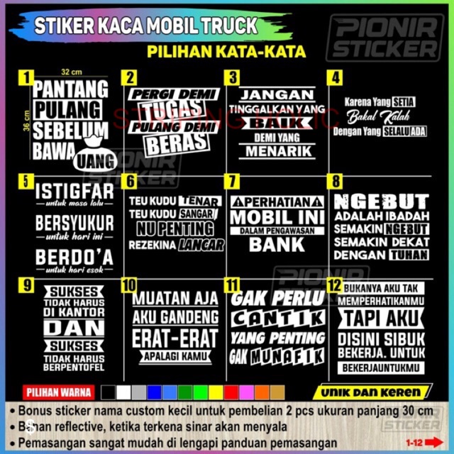 Jual Stiker Kaca Mobil Truck Catting Sticker Reflective Kata Kata Kaca ...