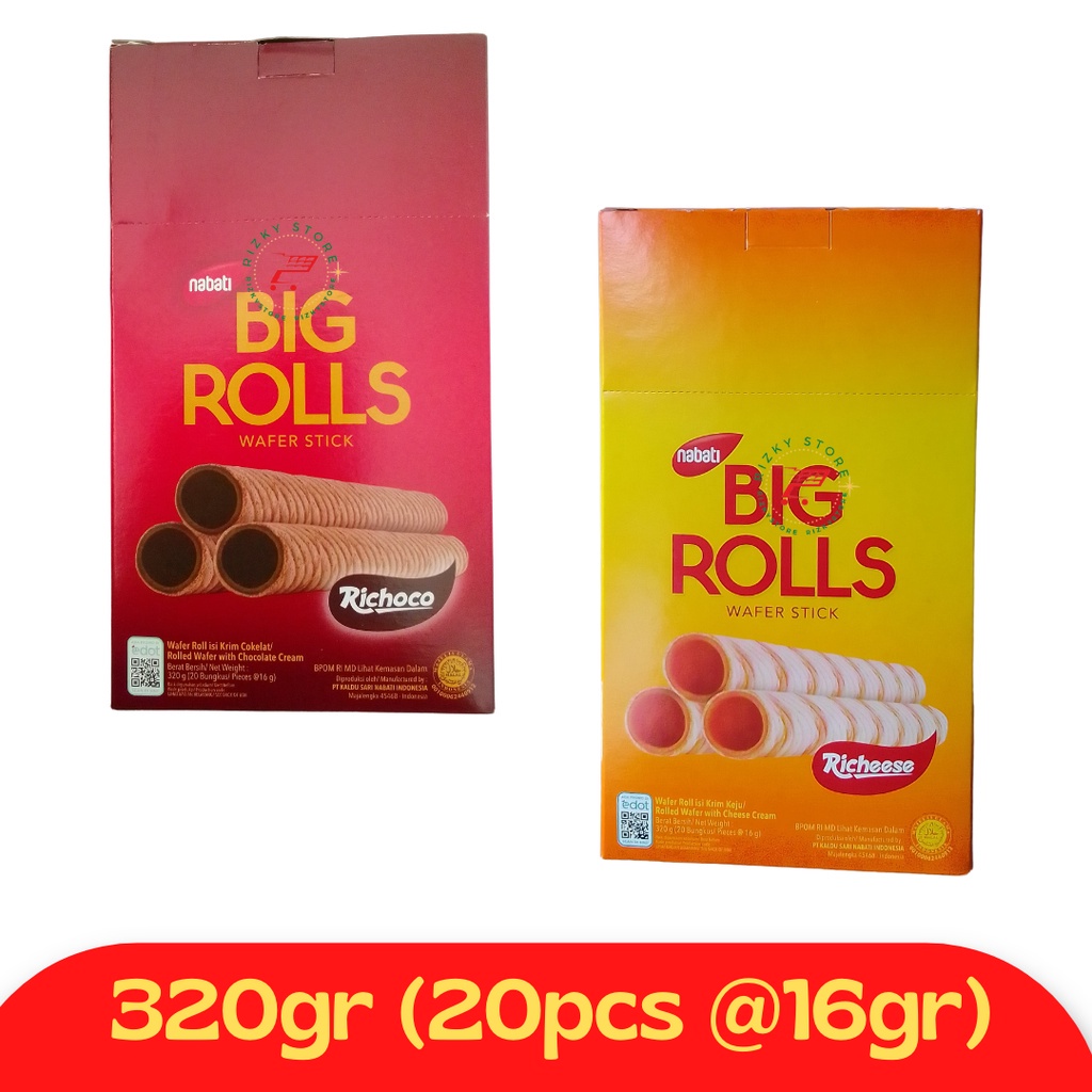 Jual Big Rolls Nabati Richoco Keju 320gr (20pcs @16gr) Snack Murah ...