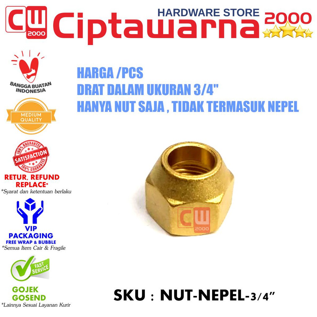 Jual Nut Nepel nut pipa ac Kompresor ukuran 3/4 Inch | Shopee Indonesia