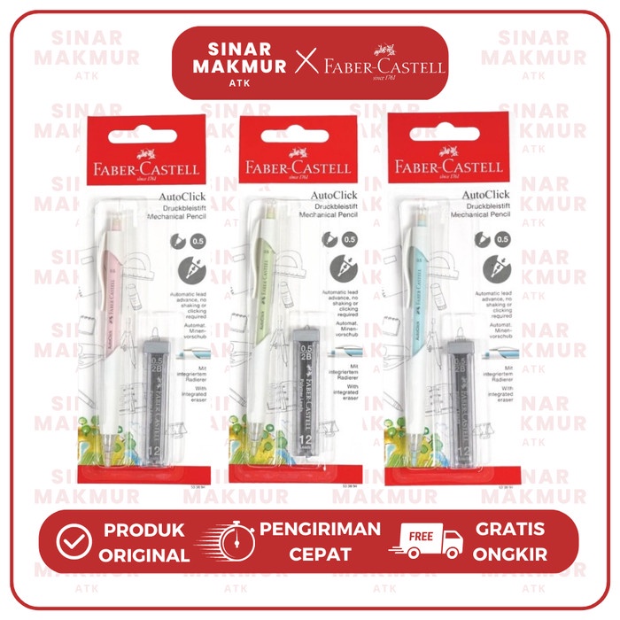 Jual Pensil Mekanik Auto Click 0.5mm FABER CASTELL 533894 (SET ...