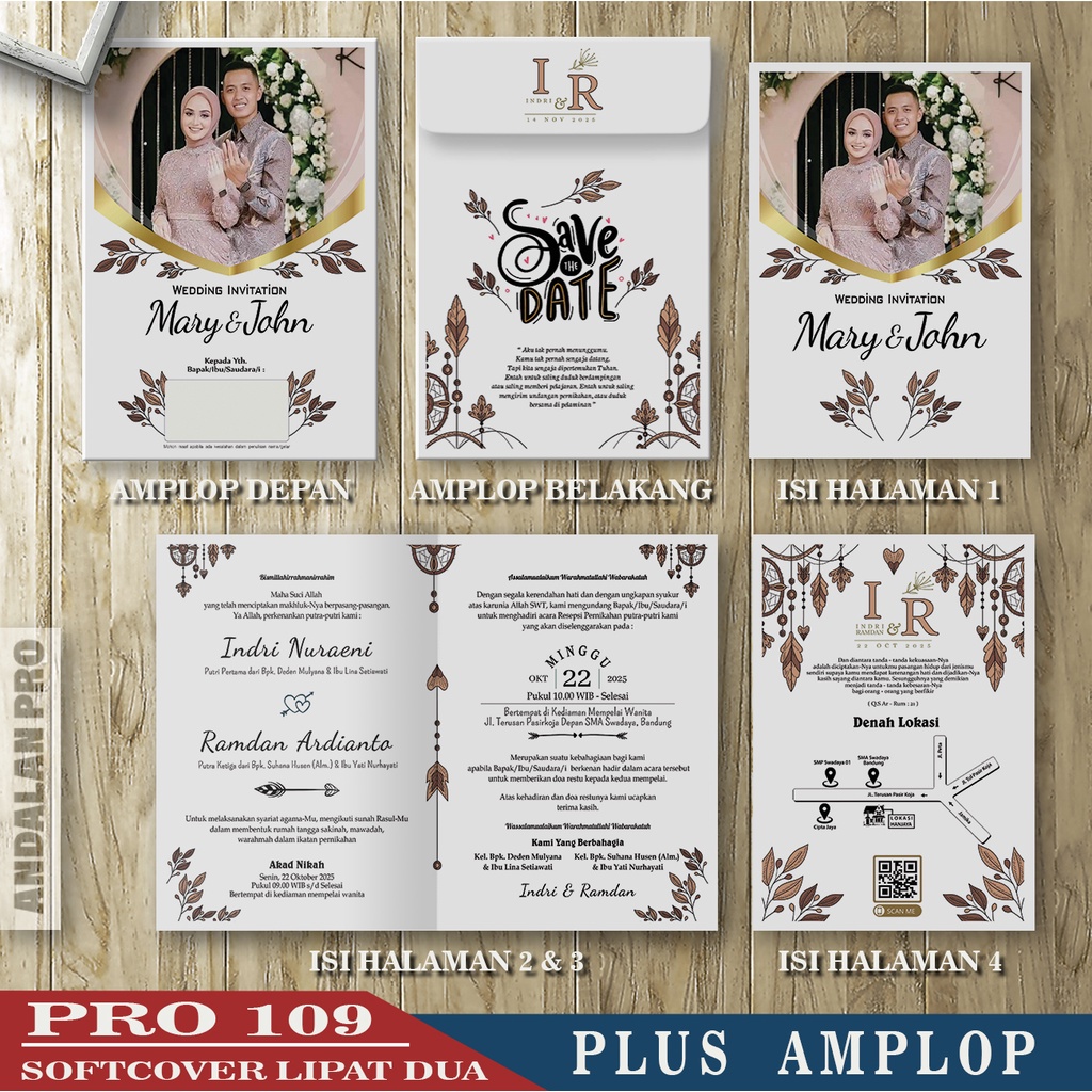 Jual Pro 109 Plus Amplop - Cetak Undangan Softcover Pakai Amplop, Undangan Pernikahan, Khitanan ...