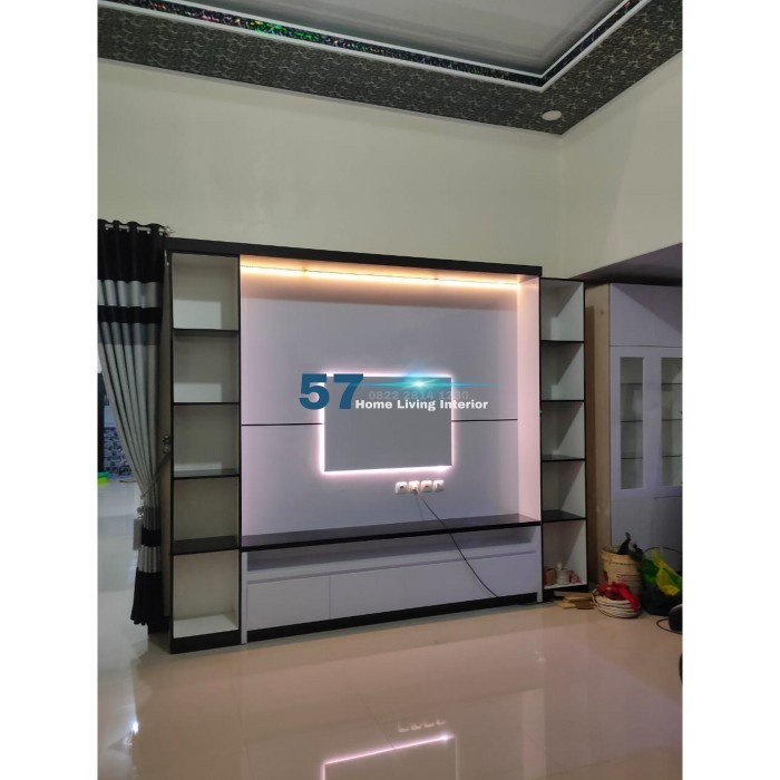 Jual Backdrop Kabinet TV Minimalis - Rak Serbaguna Bahan Plywood HPL ...
