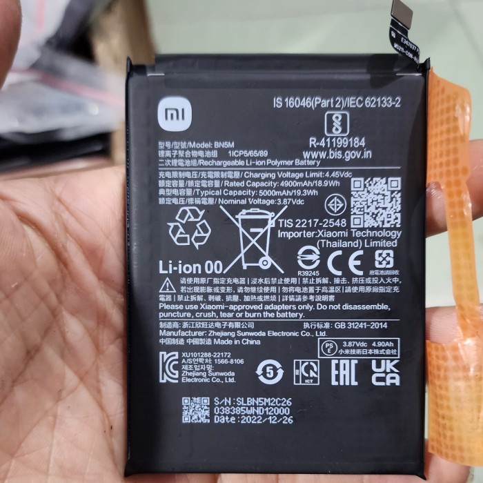 Jual baterai Redmi note 12 original baterai BN5M ORIGINAL COPOTAN ...