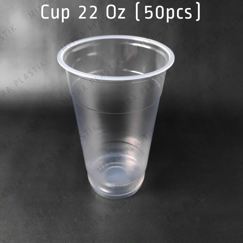 Jual Gelas Plastik 22 Oz Isi 50 pcs Plastic Cup PP Datar Polos 650 ml ...