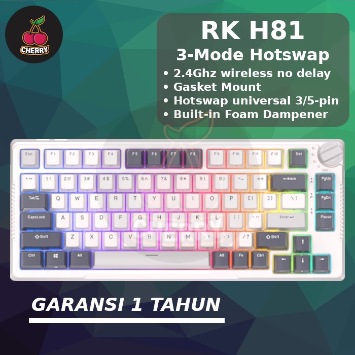 Jual Royal Kludge RK H81 RKH81 81 Keys Gasket Wireless Mechanical Keyboard - Brown Switch ...