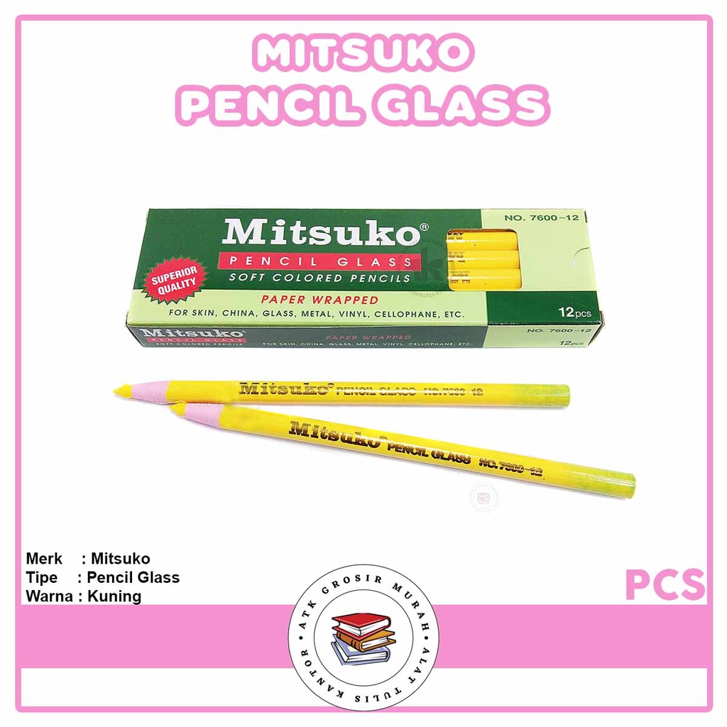 Jual MITSUKO - Pencil Glass Yellow - Pcs | Shopee Indonesia