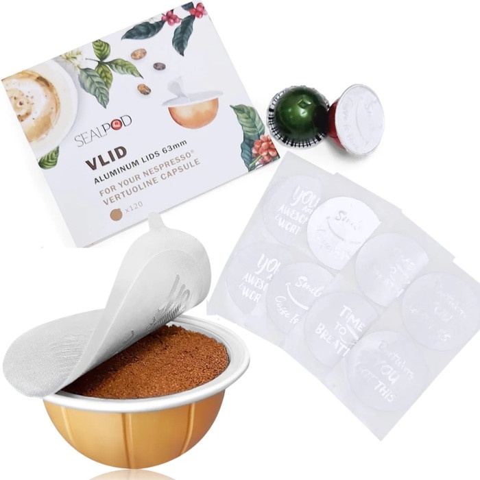 Jual Nespresso Vertuo (Reusable) Capsule Pods Sticker Lids(120 pack ...