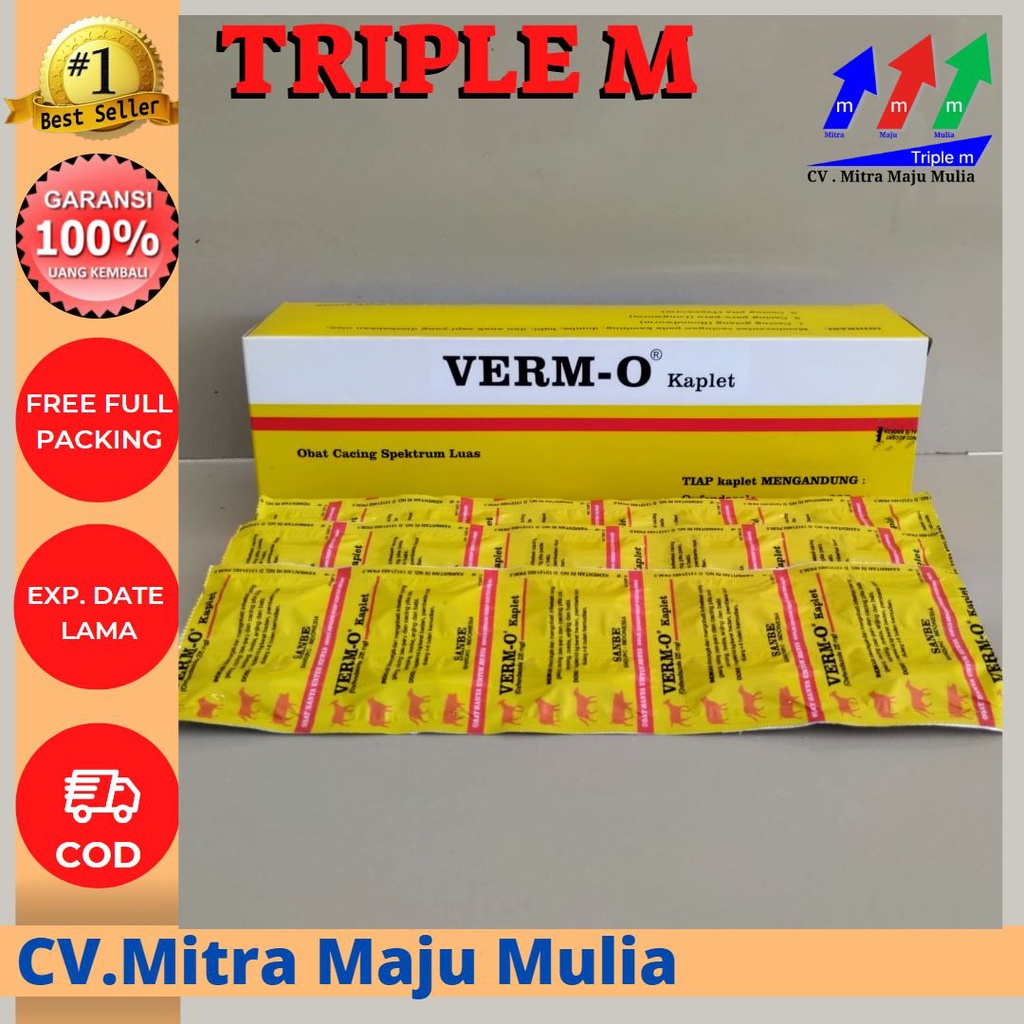 Jual VERM O KAPLET (1 STRIP ISI 10 KAPLET) OBAT CACING Sapi Kambing ...