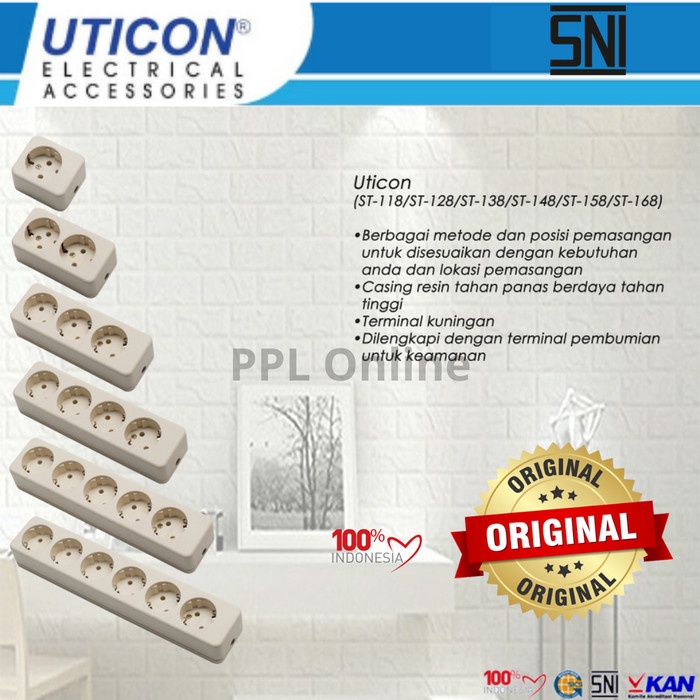 Jual UTICON STOP KONTAK ARDE 1 2 3 4 5 6 LUBANG LB KUNINGAN COLOKAN | Shopee Indonesia