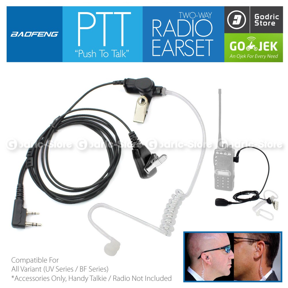 Jual Earphone Tube Headset Microphone Mic Touring HT Walkie Talkie ...