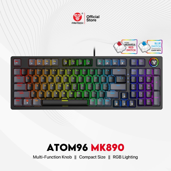 Jual FANTECH Keyboard Gaming Atom96 MK890 RGB Mechanical Full Size Gray KADO AGP | Shopee Indonesia