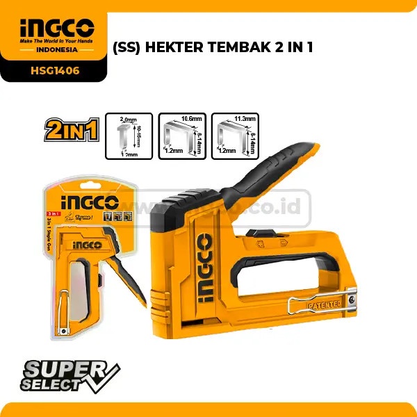 Jual Staple Gun 2 in 1 Tembak INGCO HSG1406 Jok Hekter Staples Stapler ...