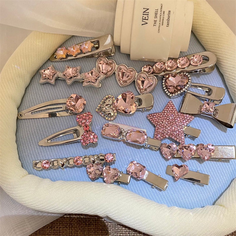Jual Female Thousand Layer Sweetheart~Pink Love Rhinestone Hair Clip ...