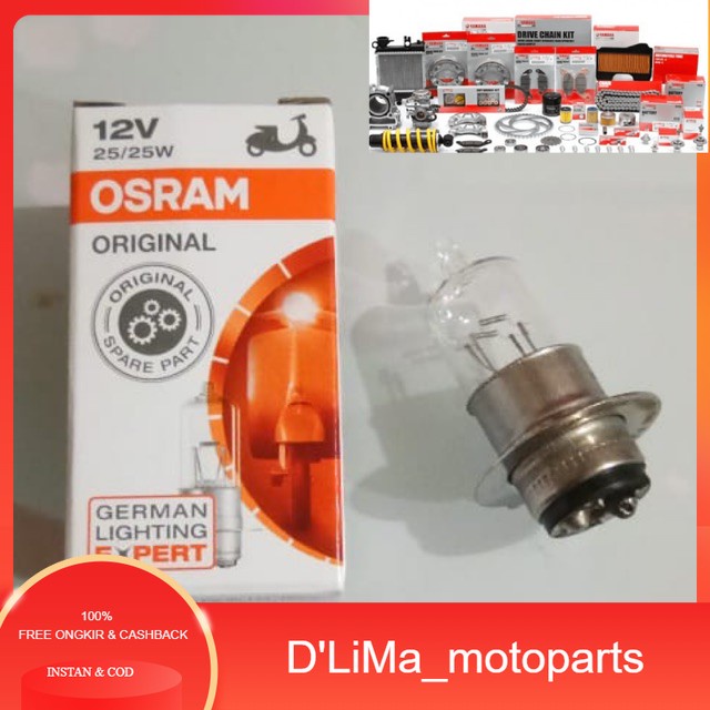 Jual Bohlam Depan/Lampu Depan MERK OSRAM 12V/25W ALL MOTOR | Shopee Indonesia