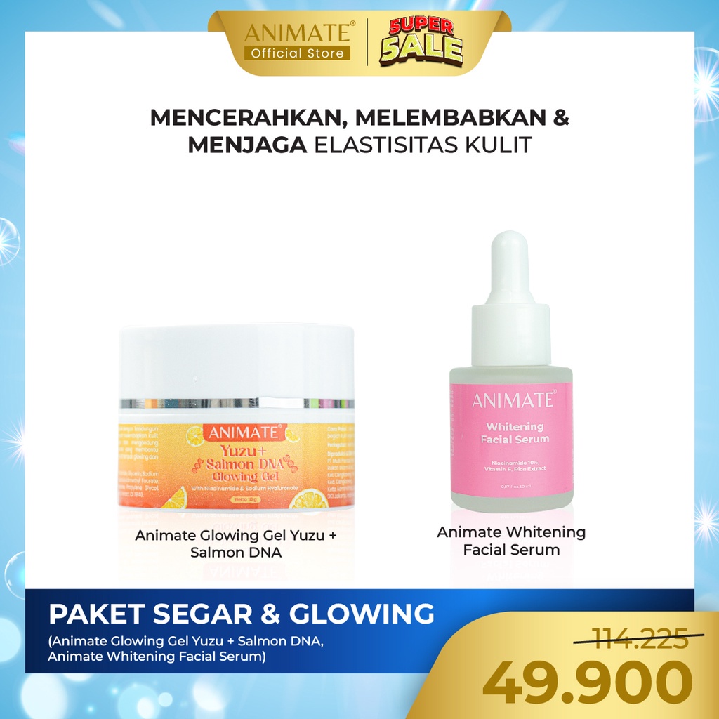 Jual PAKET SEGAR DAN GLOWING (Animate Glowing Gel Yuzu + Salmon DNA ...