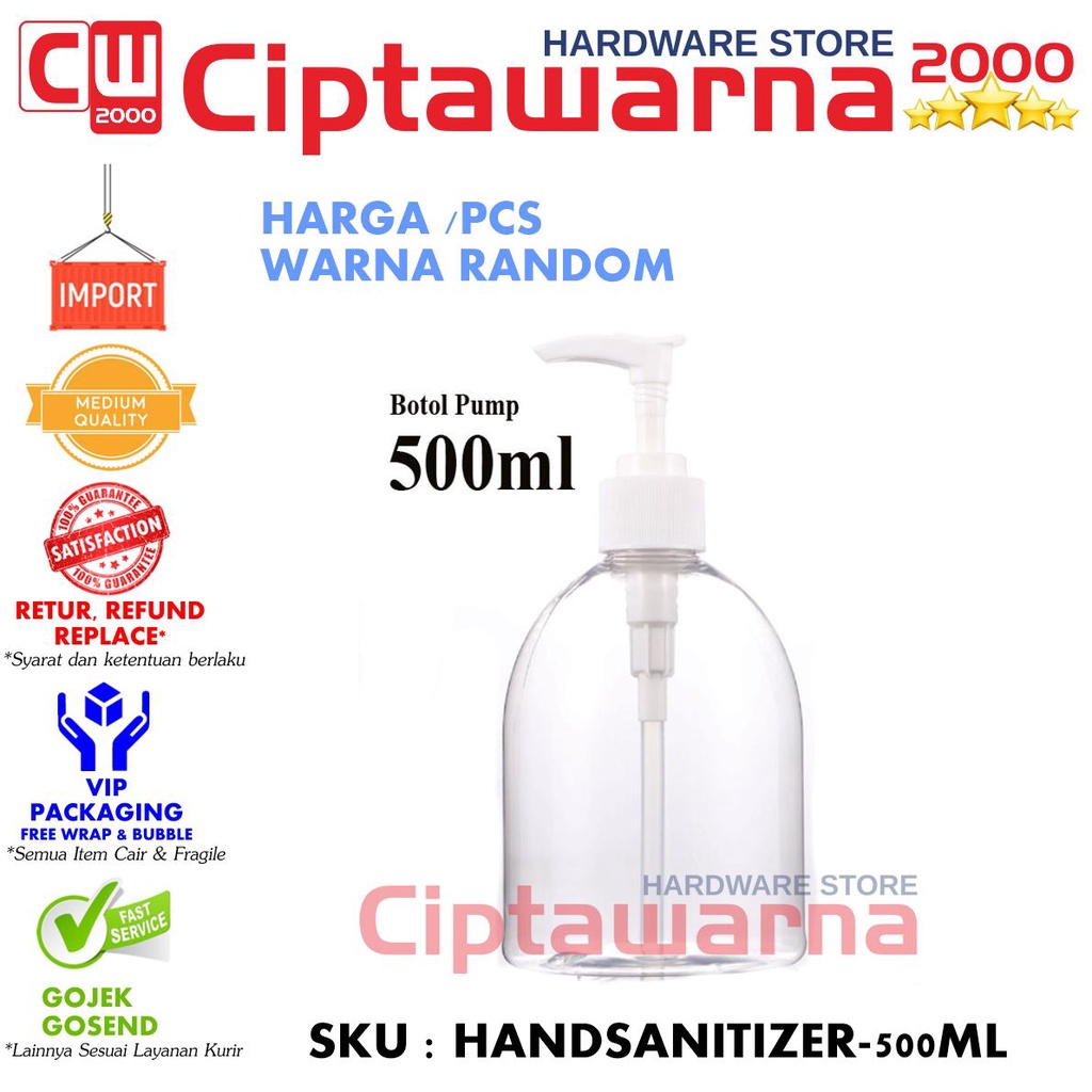 Jual Botol Pump 500ml / Botol Hand Sanitizer / Botol Sabun - CW2 | Shopee Indonesia