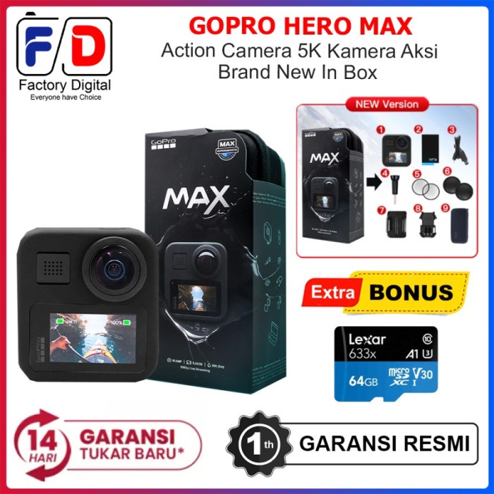 Jual GoPro Hero MAX 360 Action Camera 360 BNIB Gopro MAX bukan Gopro Hero 9 - Unit Only | Shopee ...