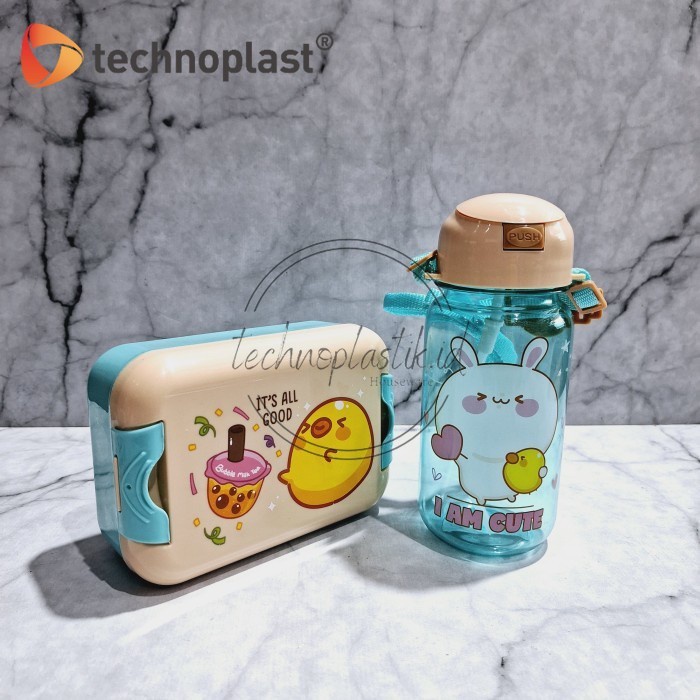 Jual TECHNOPLAST Paket Hemat Bobaboni Set Kotak Bekal 700Ml Botol 560Ml | Shopee Indonesia