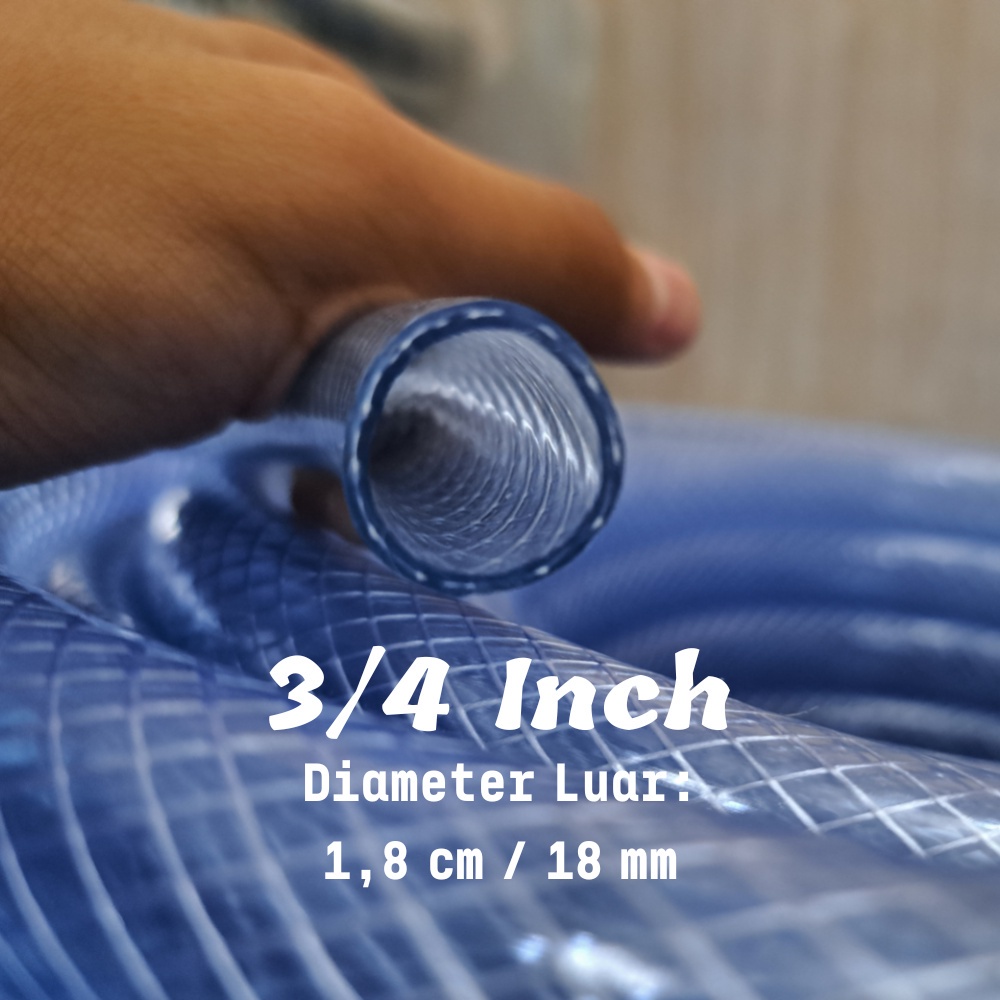 Jual Selang Air Kristal Bening 1/2 5/8 3/4 1 inch Permeter - Selang Cuci Motor Serat Benang ...