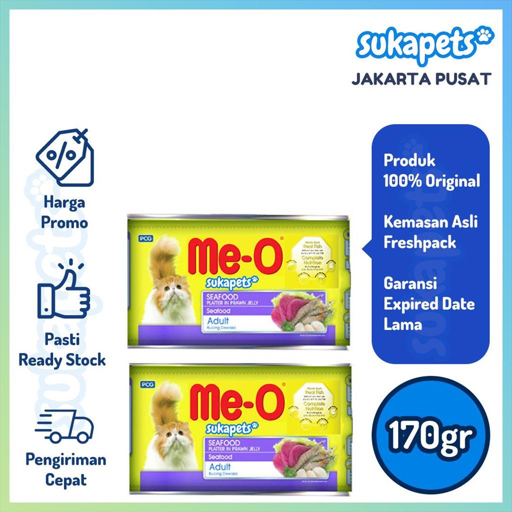 Jual Meo Can Seafood Platter In Prawn Jelly Makanan Kucing Basah 170gr ...