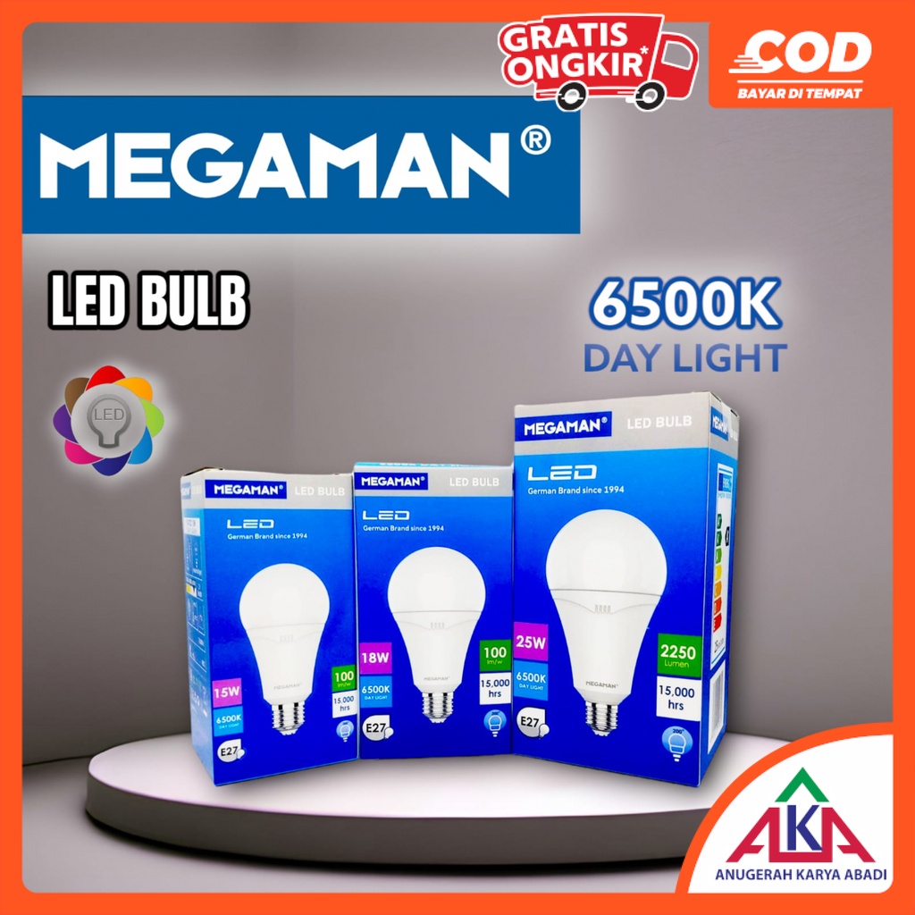 Jual MEGAMAN LED A BULB Bohlam Lampu 15 / 18 / 25 Watt Daylight Putih | Shopee Indonesia