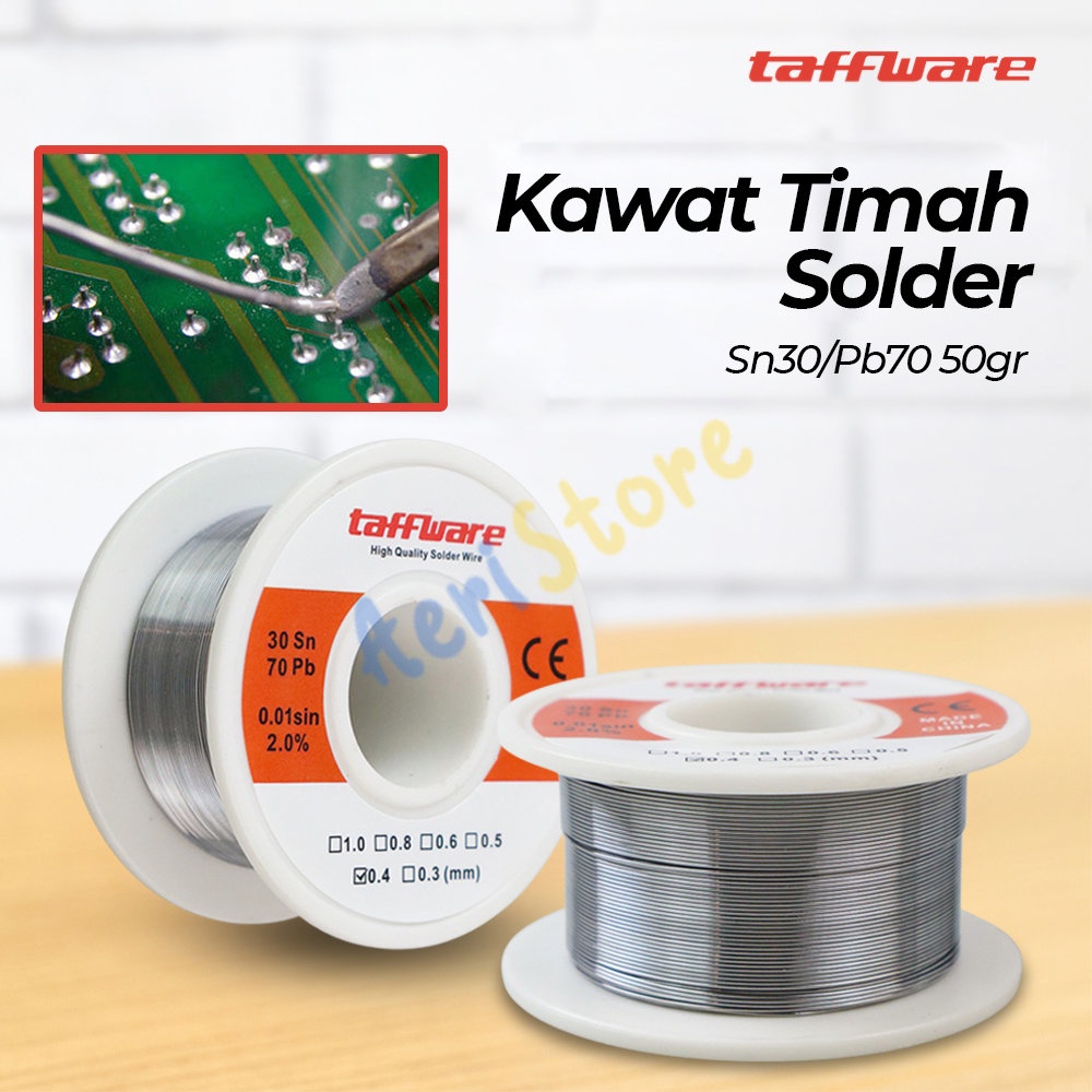 Jual Kawat Timah Tinol Solder Kecil Taffware Tenol Sn30/Pb70 50gr 0.4mm ...